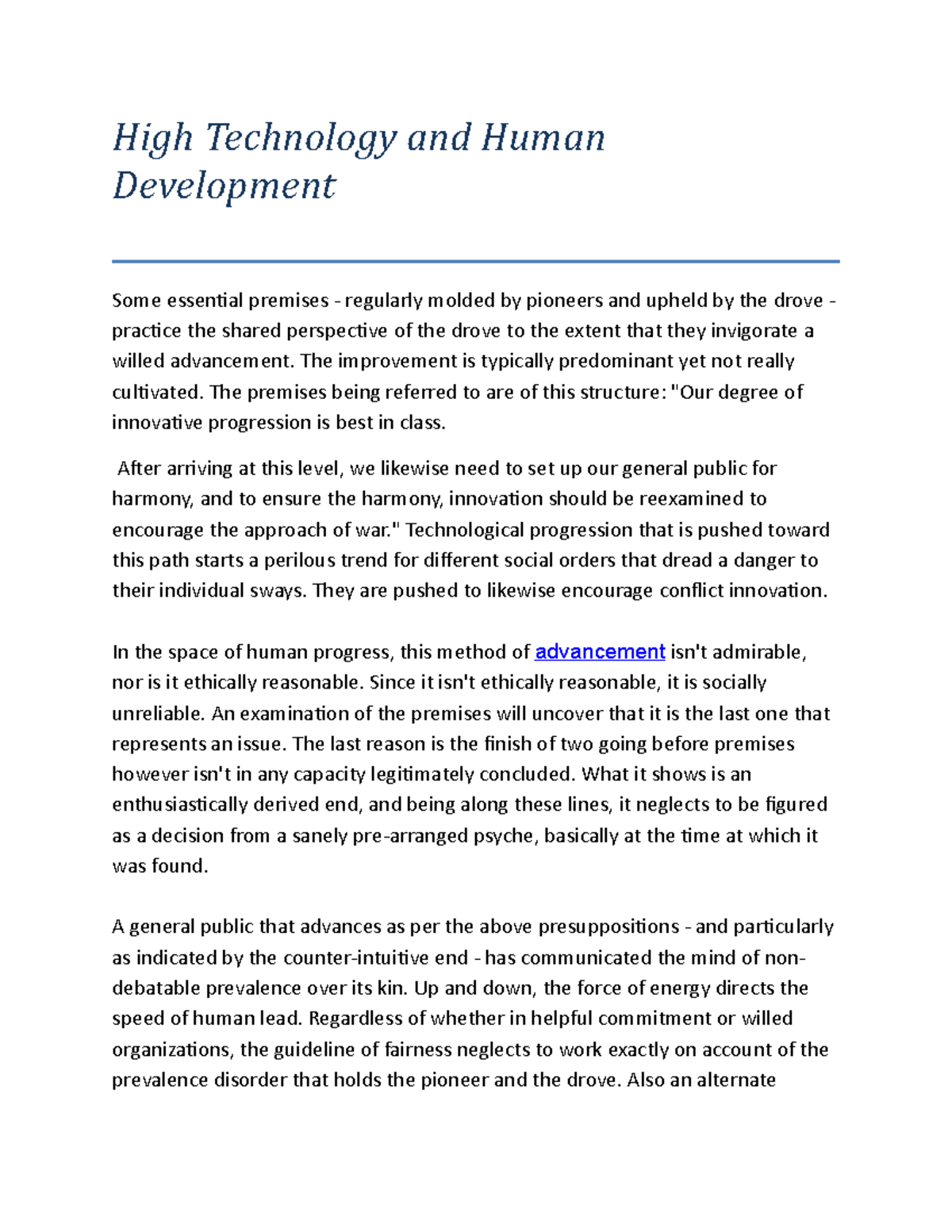 Tech Advancements in Human Develop. & Ethics: A Critical Review - Studocu