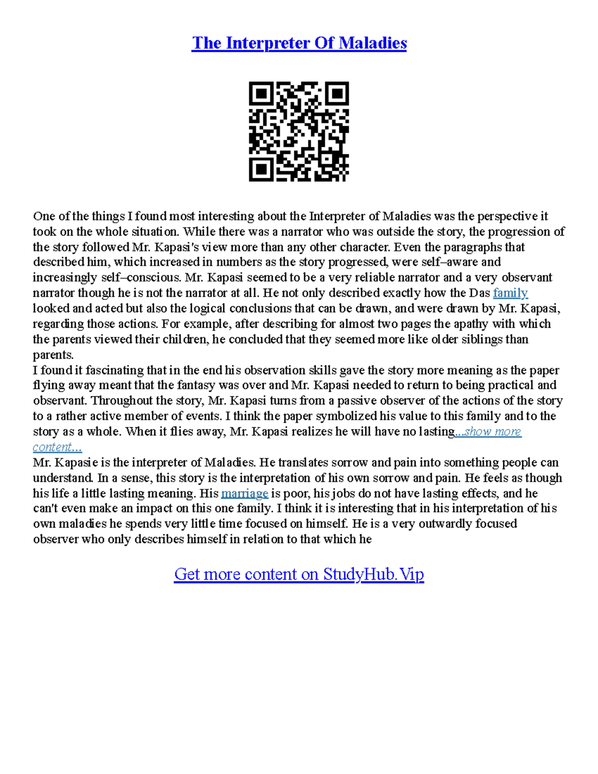 Interpreter Of Maladies Essay - The Interpreter Of Maladies One of the ...