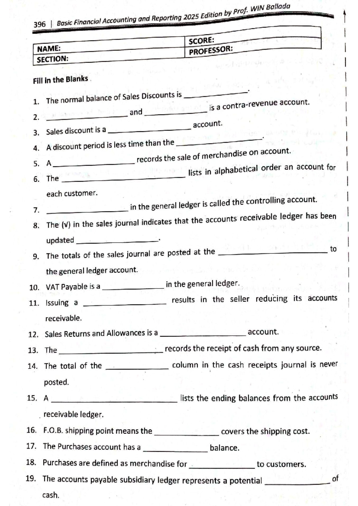 BALLADA CHAP 9: Fill in the Blanks for Financial Accounting 2025 - Studocu