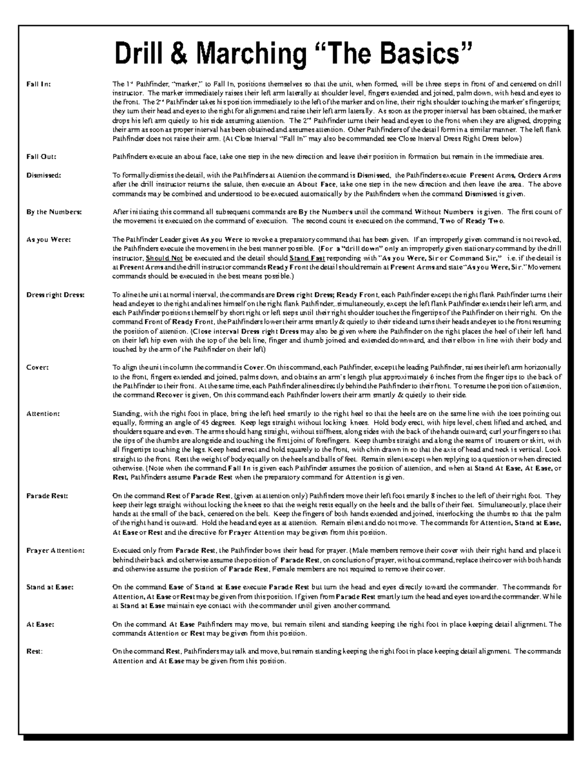 Basic Drill Commands Oblique - Drill & Marching “The Basics” Fall In ...