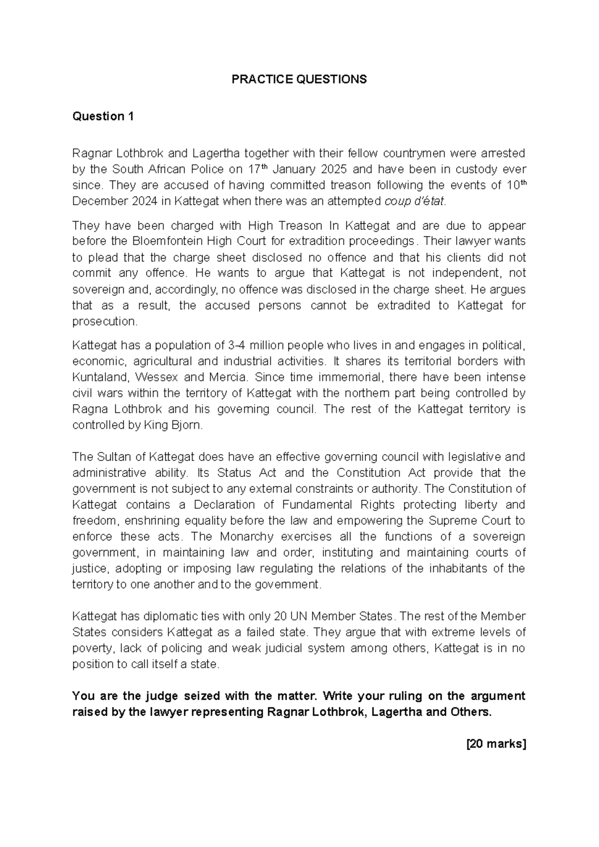 LINT 4813 Tutorial Questions: Ruling on Extradition of Ragnar Lothbrok ...