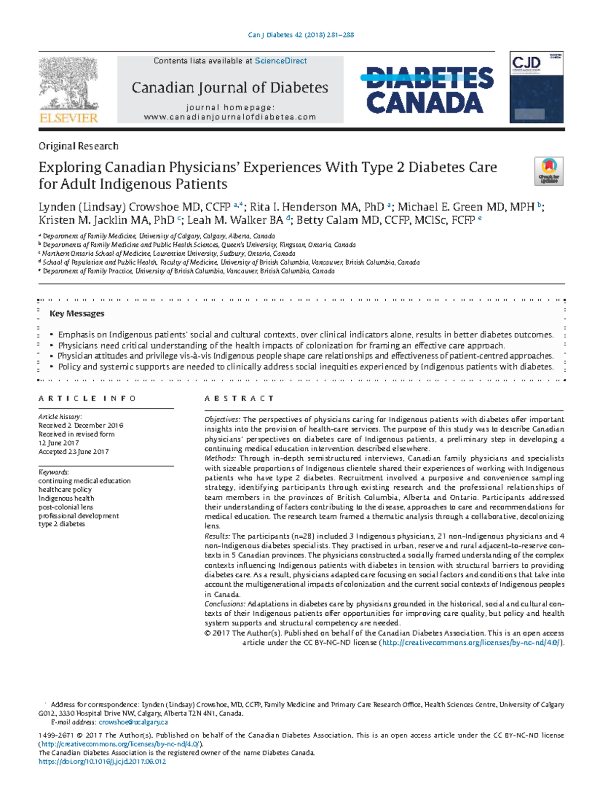 Exploring Type 2 Diabetes Care for Indigenous Patients in Canada ...