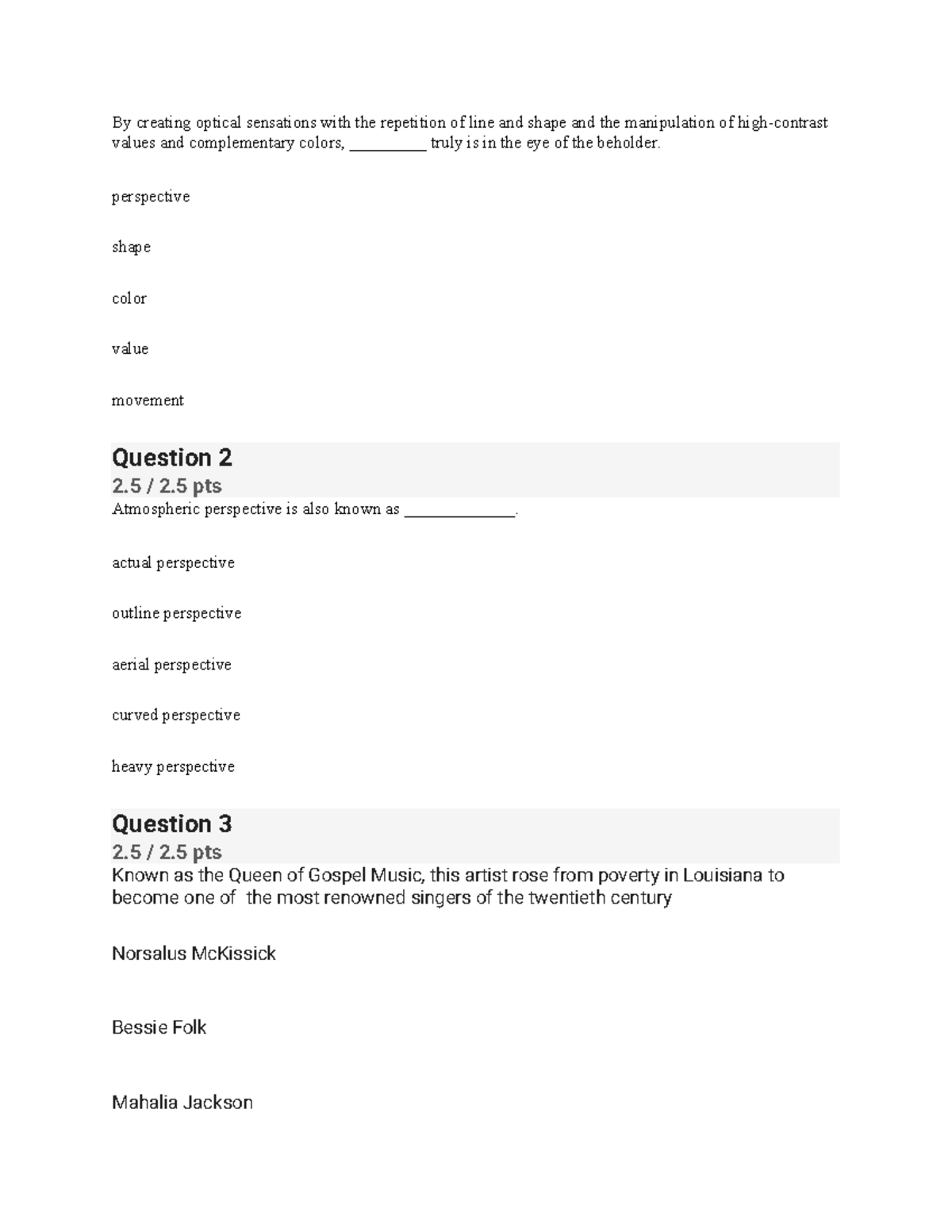 ART 105 Quiz 4 - Optical Illusions and Artistic Concepts - Studocu