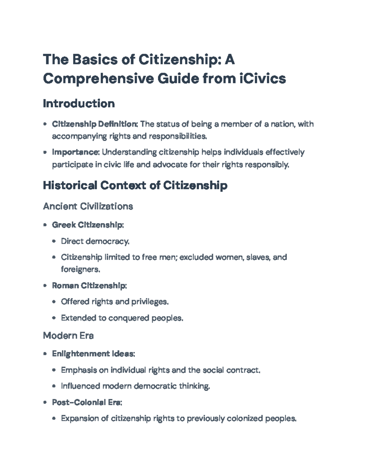 Comprehensive Guide to Citizenship: Rights, Responsibilities, and ...