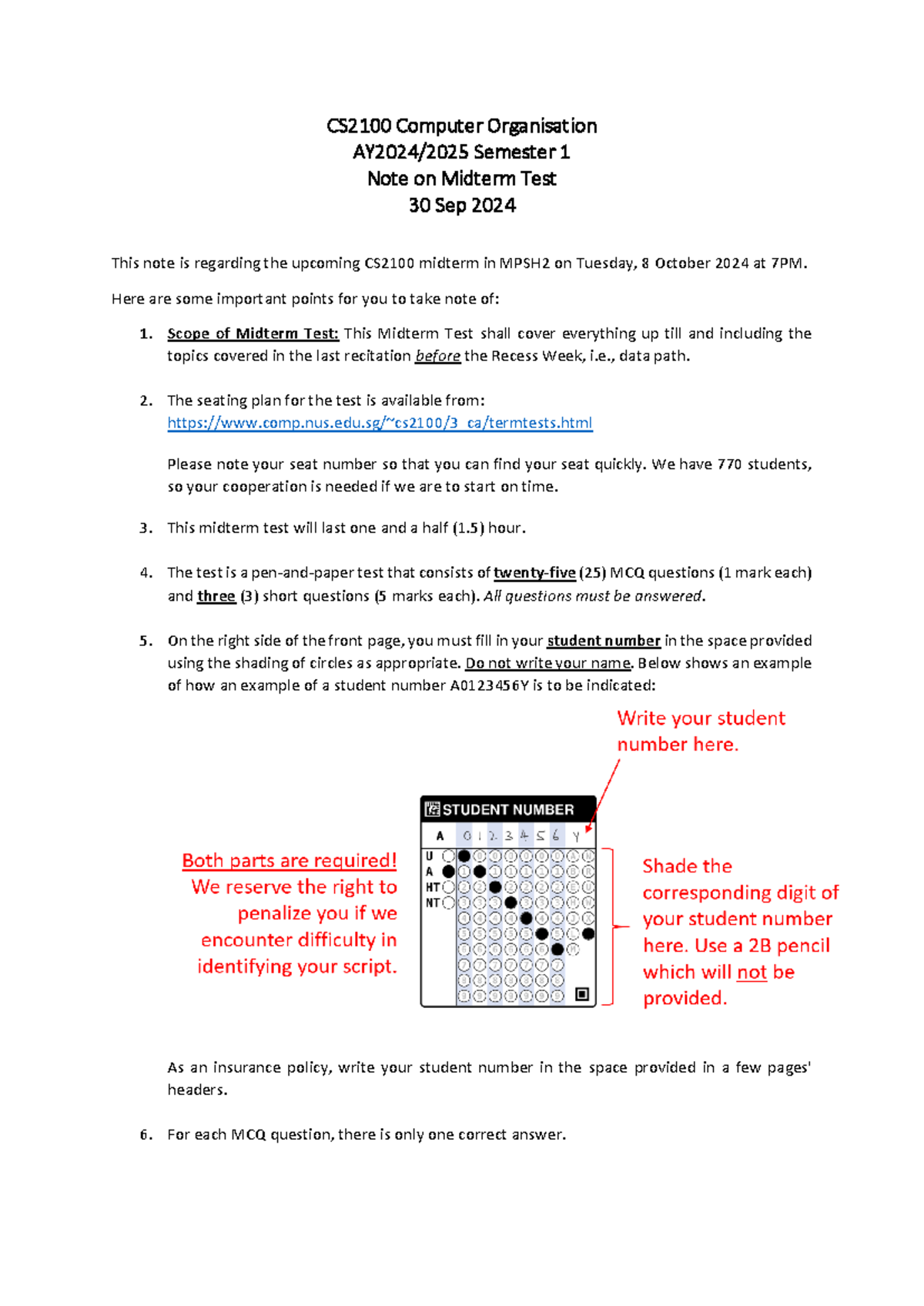 Midterm-notes-1 - NIL - CS2100 Computer Organisation AY2024/2025 ...