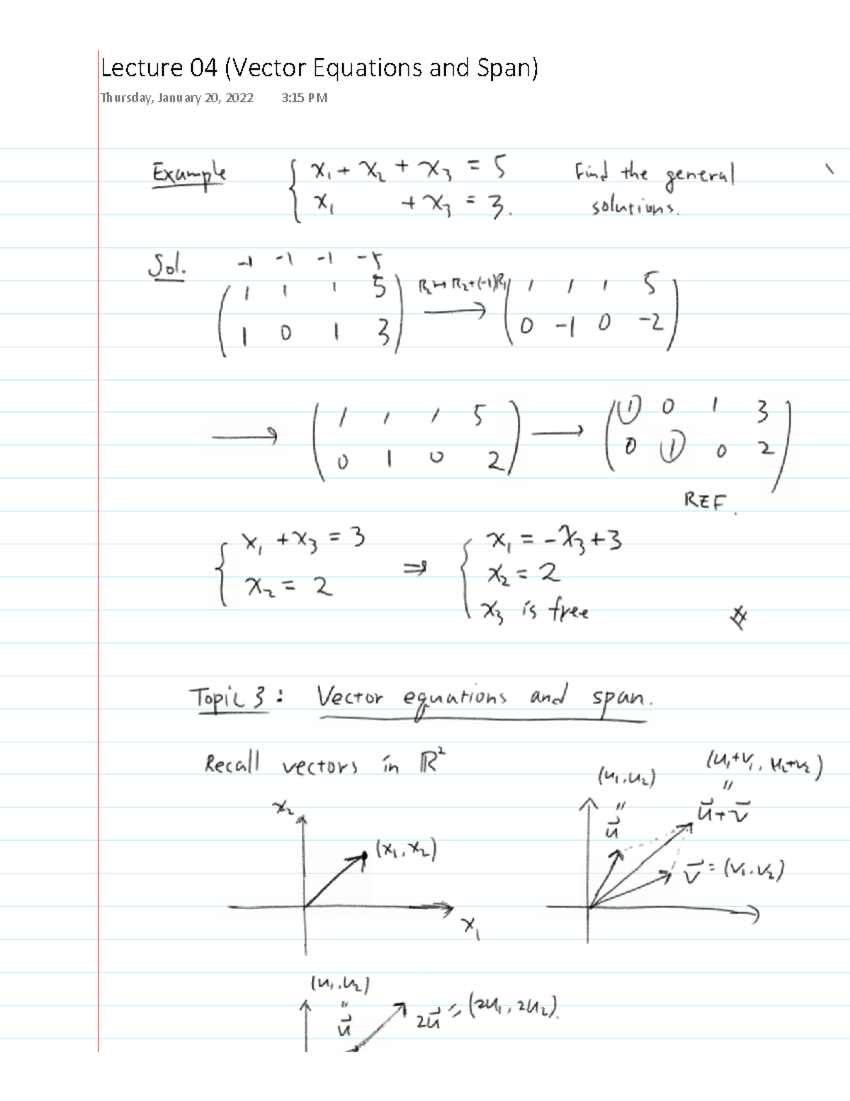 Lecture 04: Vector Equations and Span Overview - Studocu