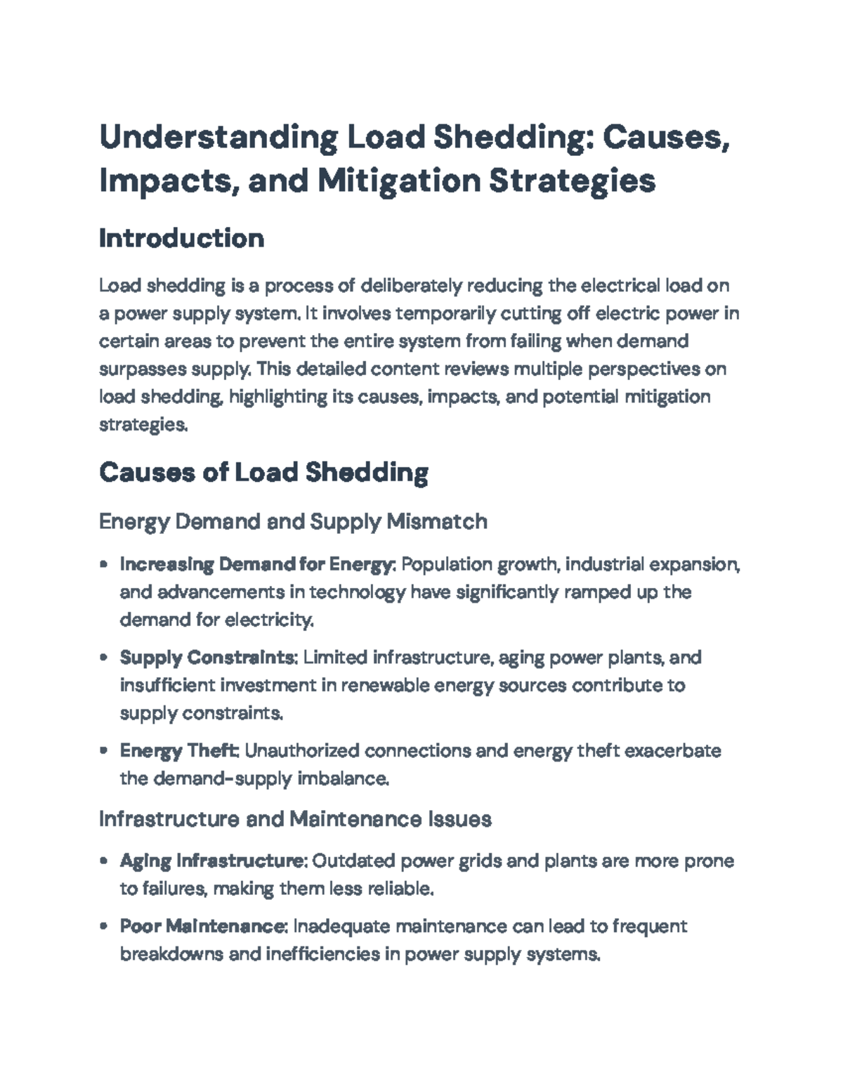 Load Shedding in CSD 101: Causes, Impacts, and Mitigation Solutions ...