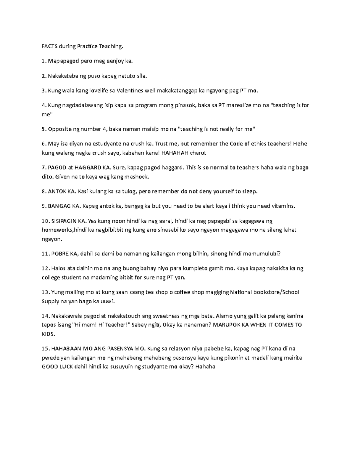 Facts During Practice Teaching - Math LET Reviewer - Studocu