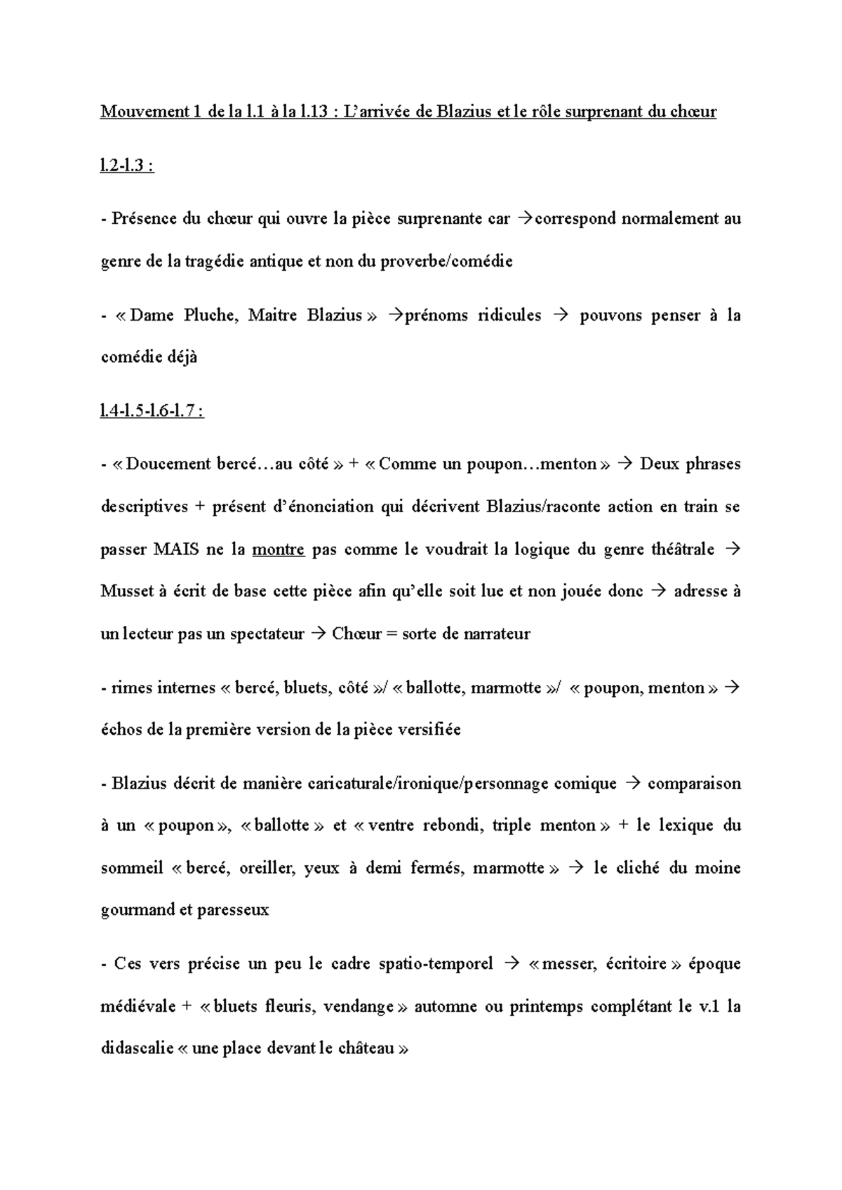 Analyse linéaire de la Scène d'Exposition - ONBPA - Studocu