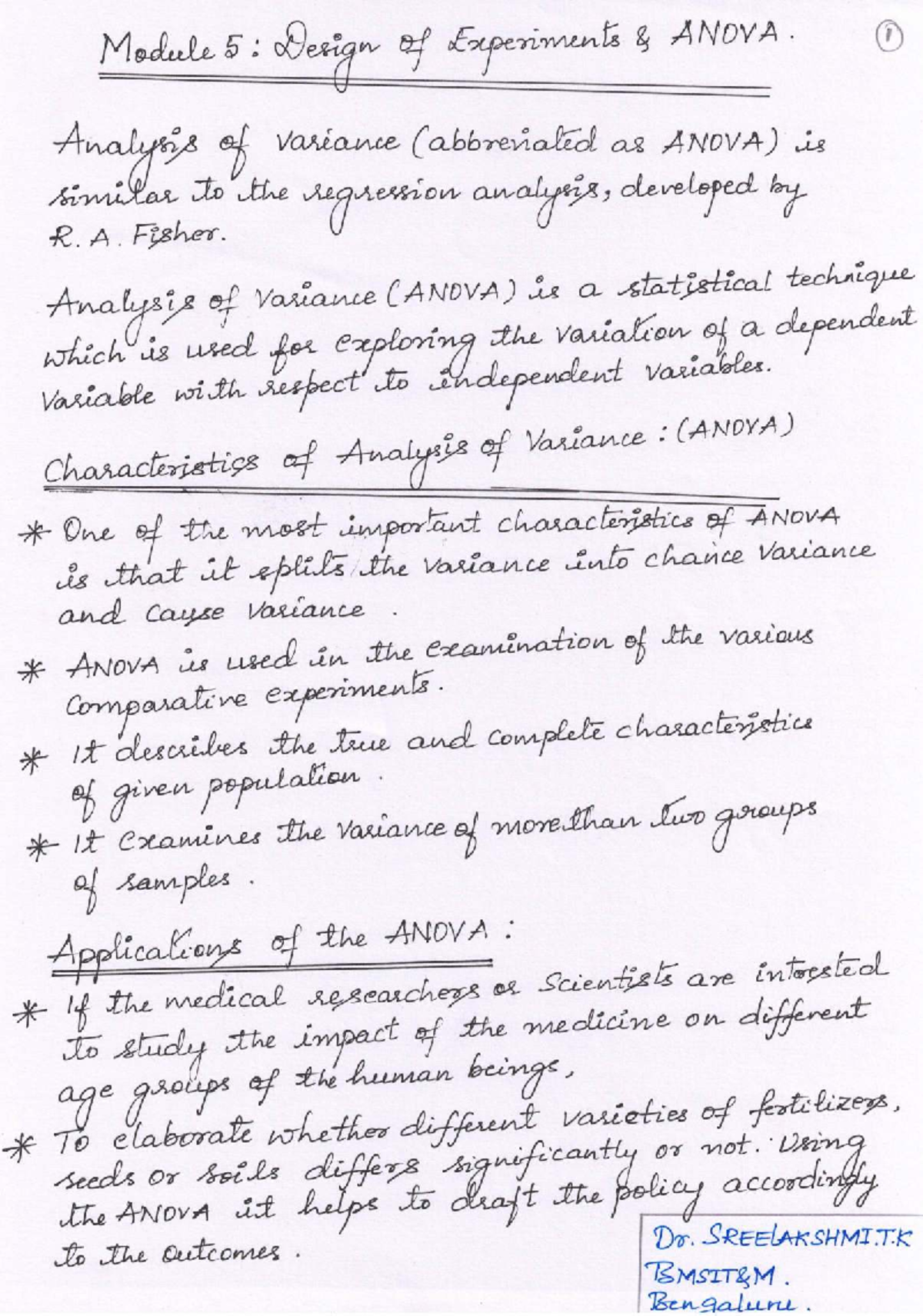 BCS301 Module 5: Designs of Experiments & ANOVA Analysis - Studocu