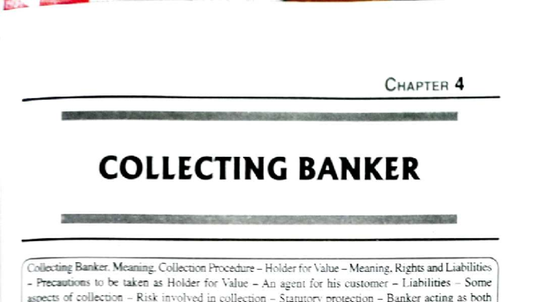 CHAPTER 4: COLLECTING BANKER - Procedures, Rights, and Liabilities ...