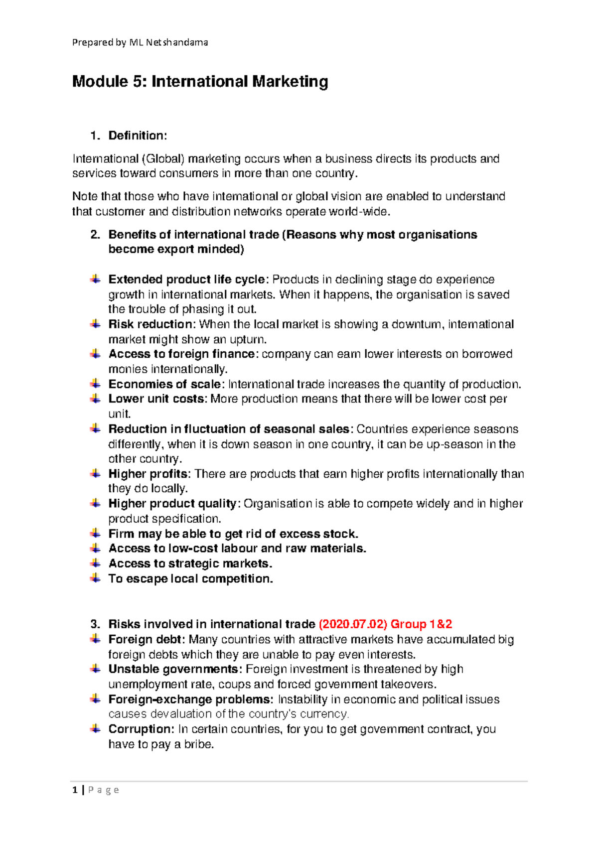 Module 5: International Marketing N6 Study Material Overview - Studocu