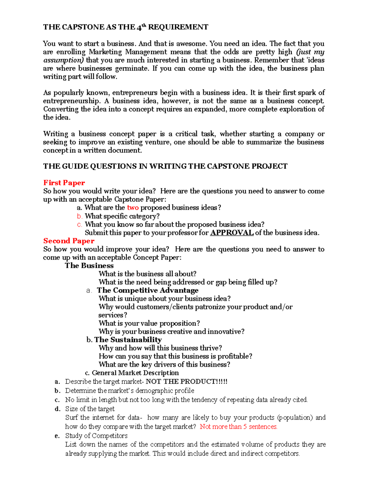 Capstone Project Guide: Business Idea Development for MarkMan - Studocu