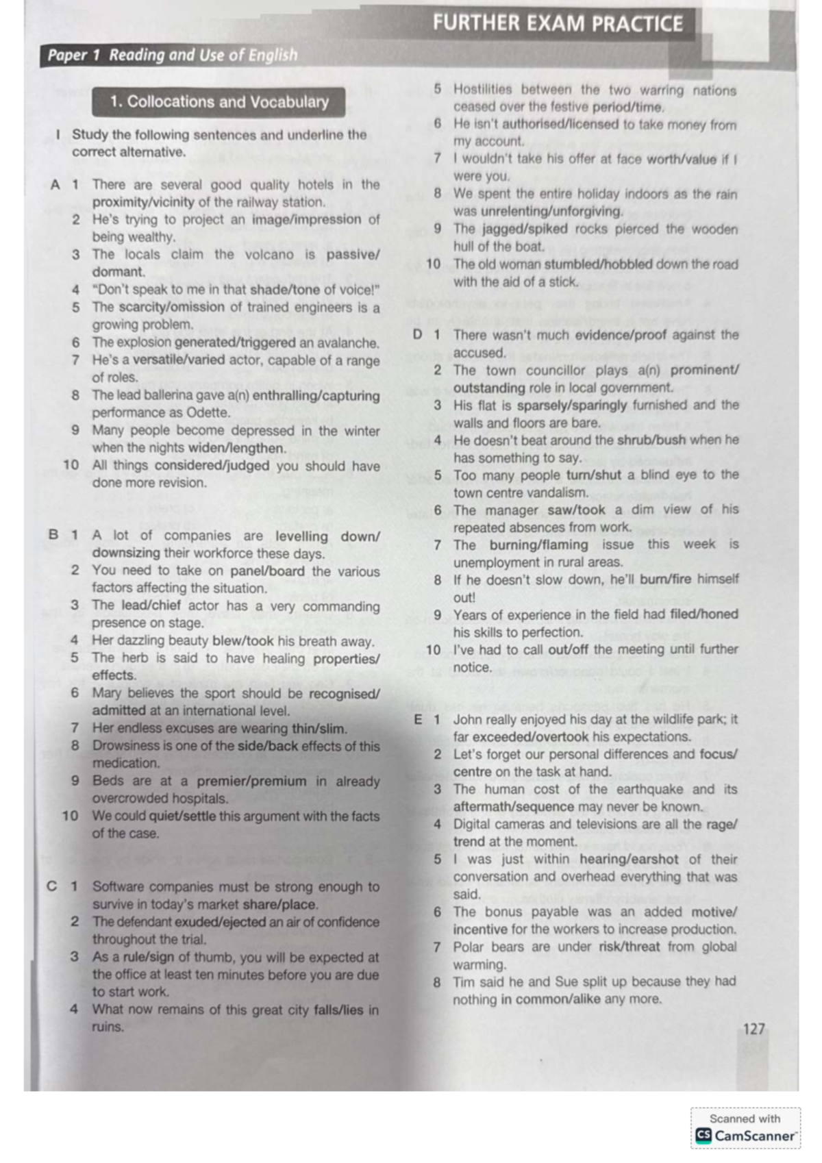 Further Practice for Paper 1 Reading and Use of English - Studocu