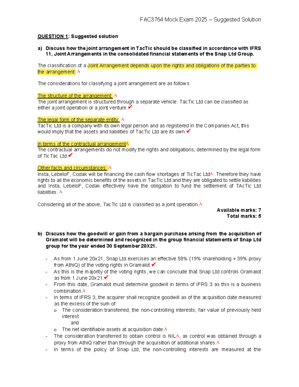 Mock Exam 2025 Suggested solution - QUESTION 1: Suggested solution a ...