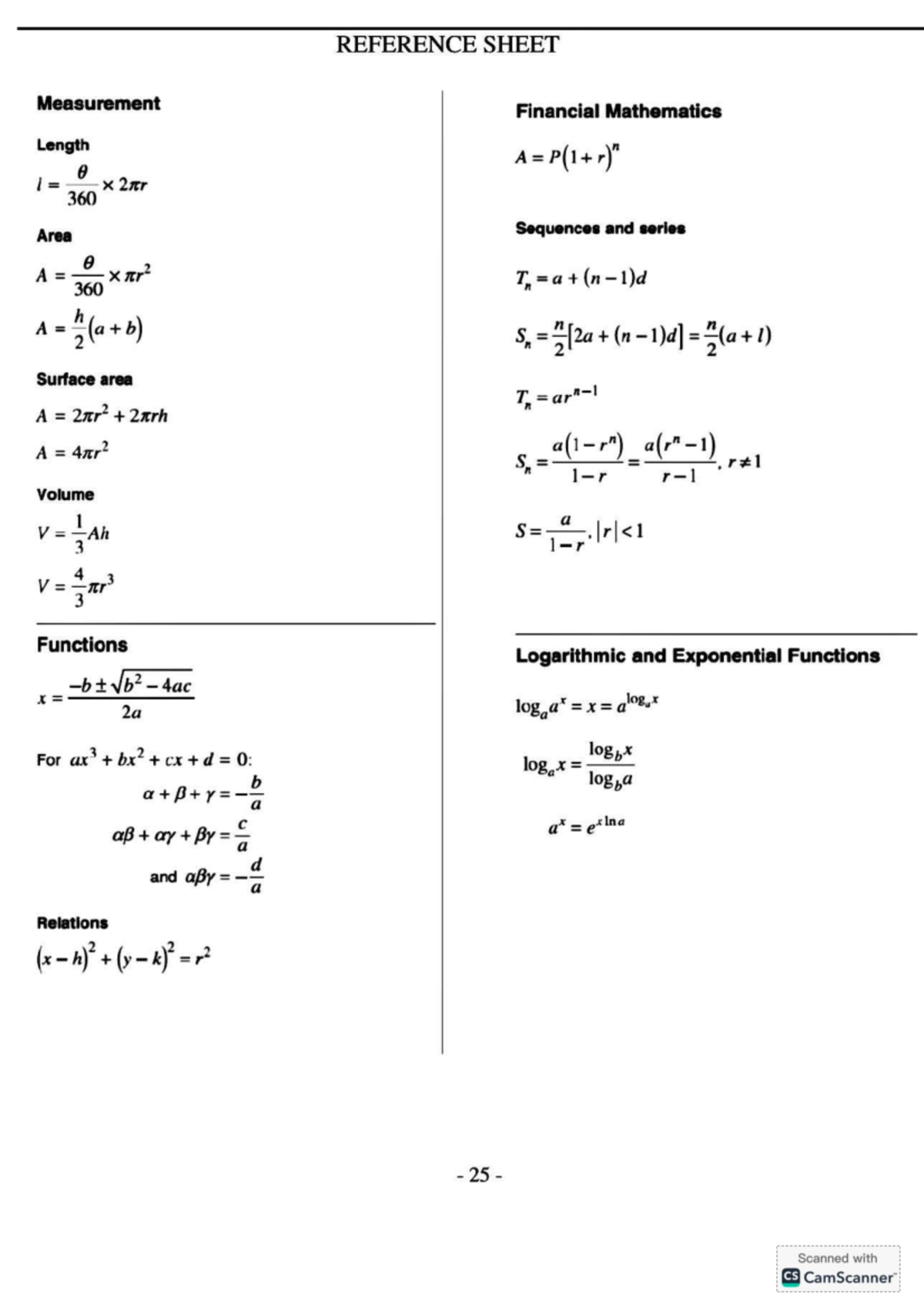 Financial Mathematics Reference Sheet: Key Formulas & Concepts - Studocu