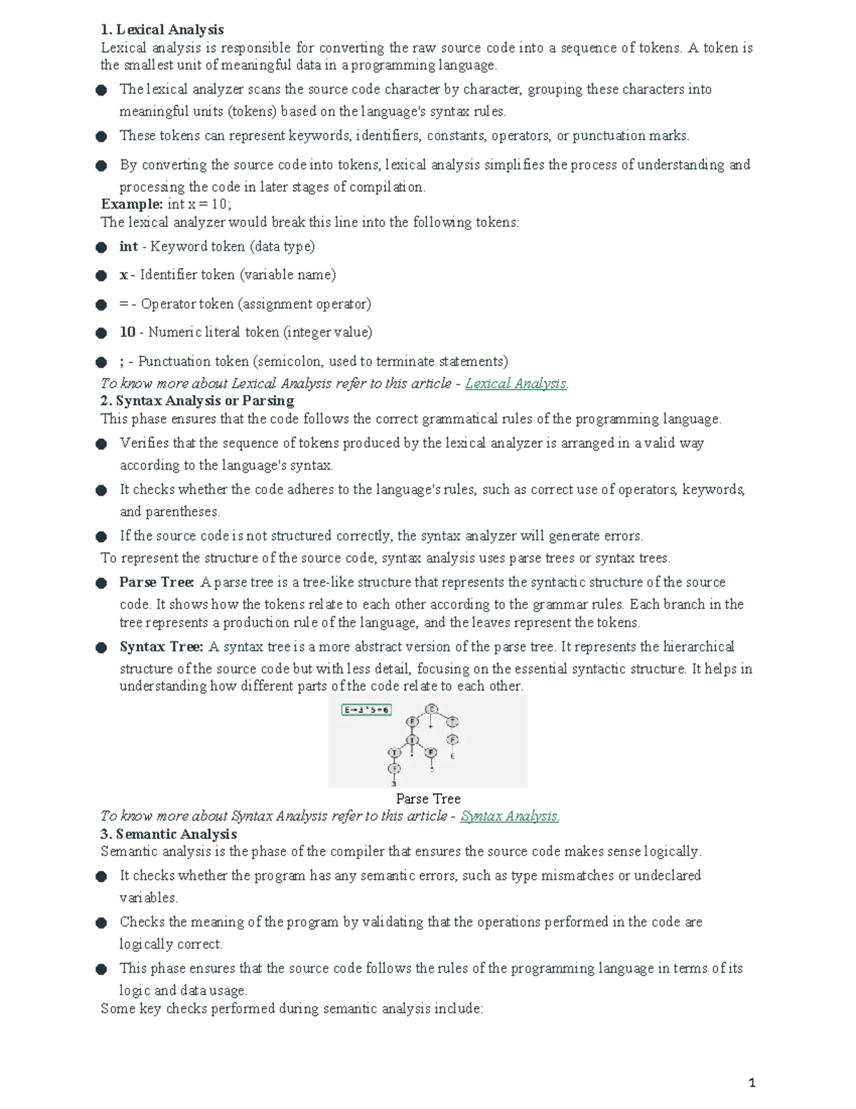 Unit-3 - Lexical, Syntax, and Semantic Analysis in Compilers - Studocu