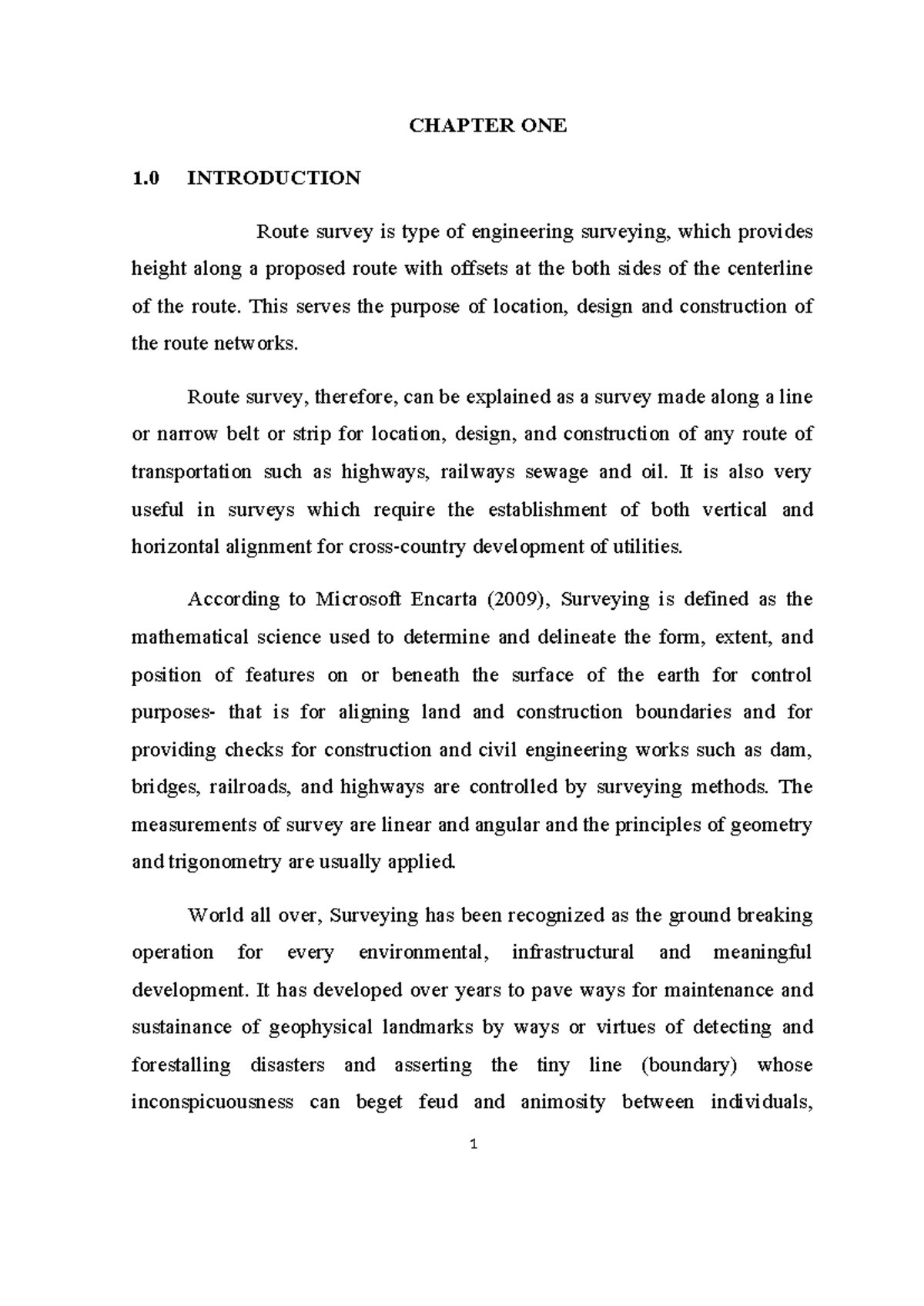 Project Write up route ( body) popo - CHAPTER ONE 1 INTRODUCTION Route ...