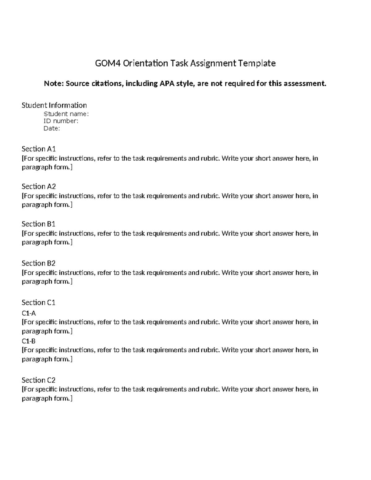 Orientation Task Template - GOM4 Orientation Task Assignment Template Note: Source citations ...