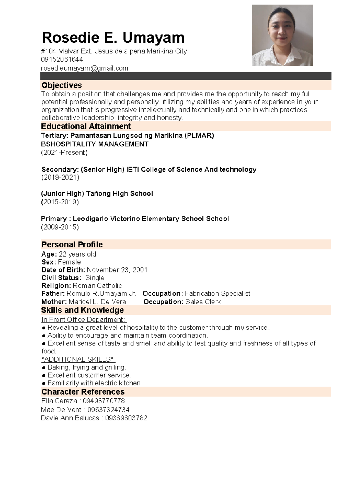 Umayam Resume - good morning po, ask ko lang po magkano babayaran if 8 ...