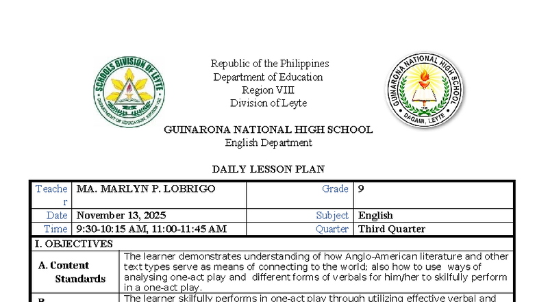 ENG 9 Daily Lesson Plan: Fact vs. Opinion (Nov 13, 2025) - Studocu