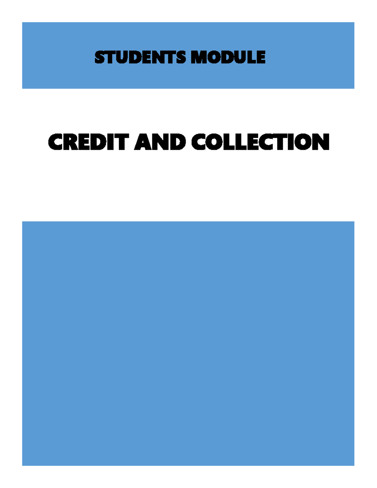 FIMA 30063 Credit and Collection: Student Module Overview - Studocu
