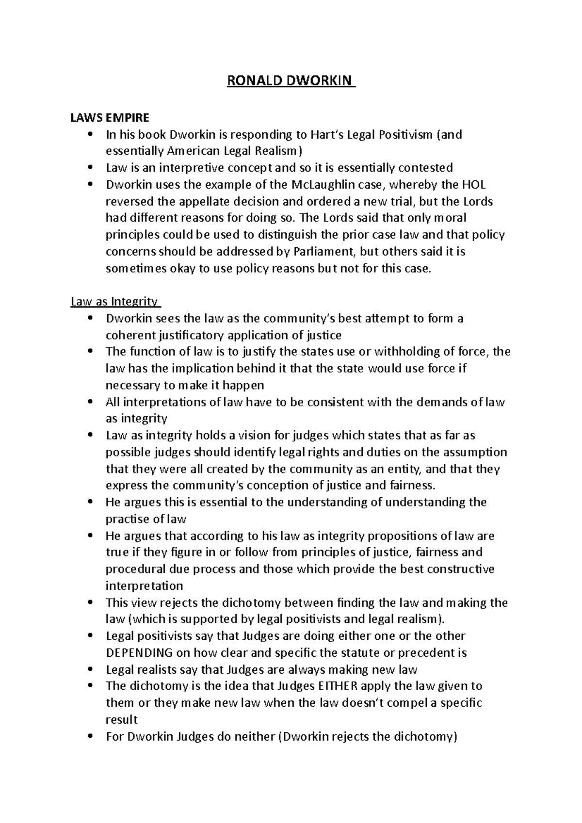 Dworkin - Law's Empire - RONALD DWORKIN LAWS EMPIRE In his book Dworkin ...