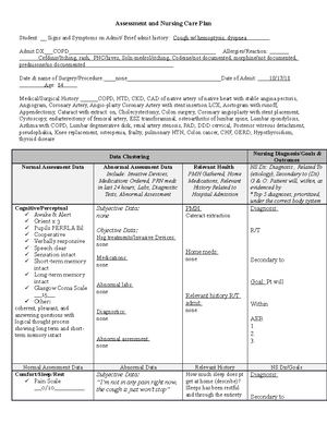 Example of Narrative - SAMPLE HEAD TO TOE ASSESSMENT DOCUMENTATION 3/23 ...