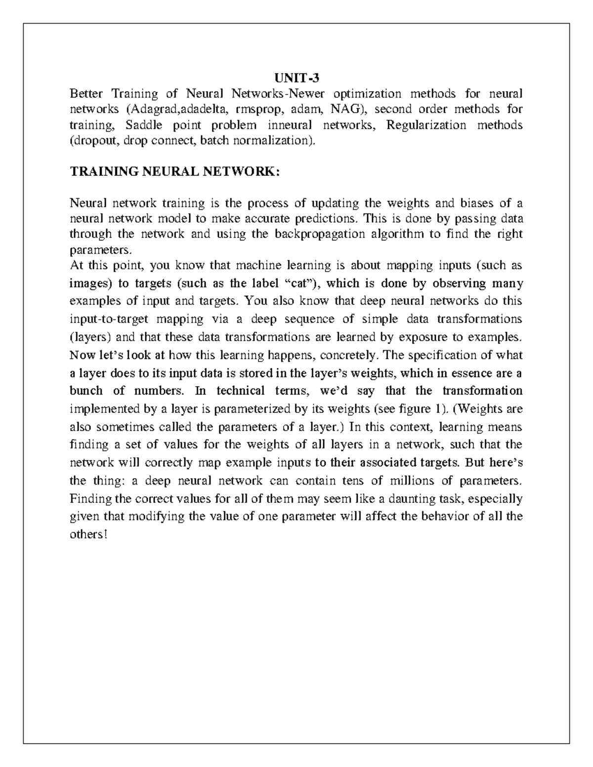 Unit-3 - DL Syllabus: Neural Network Training & Optimization Methods ...