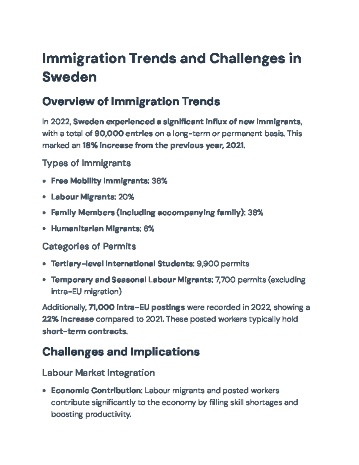 Sweden Immigration Trends 2022: Challenges & Policy Recommendations ...