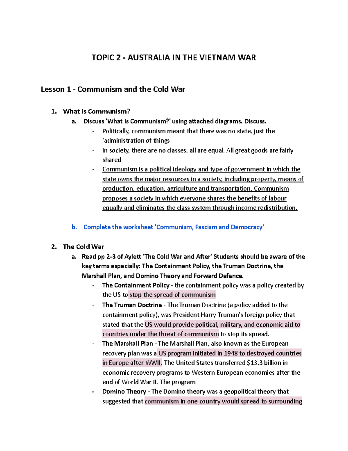 HIST 101: Australia in the Vietnam War - Lesson 1 Overview - Studocu