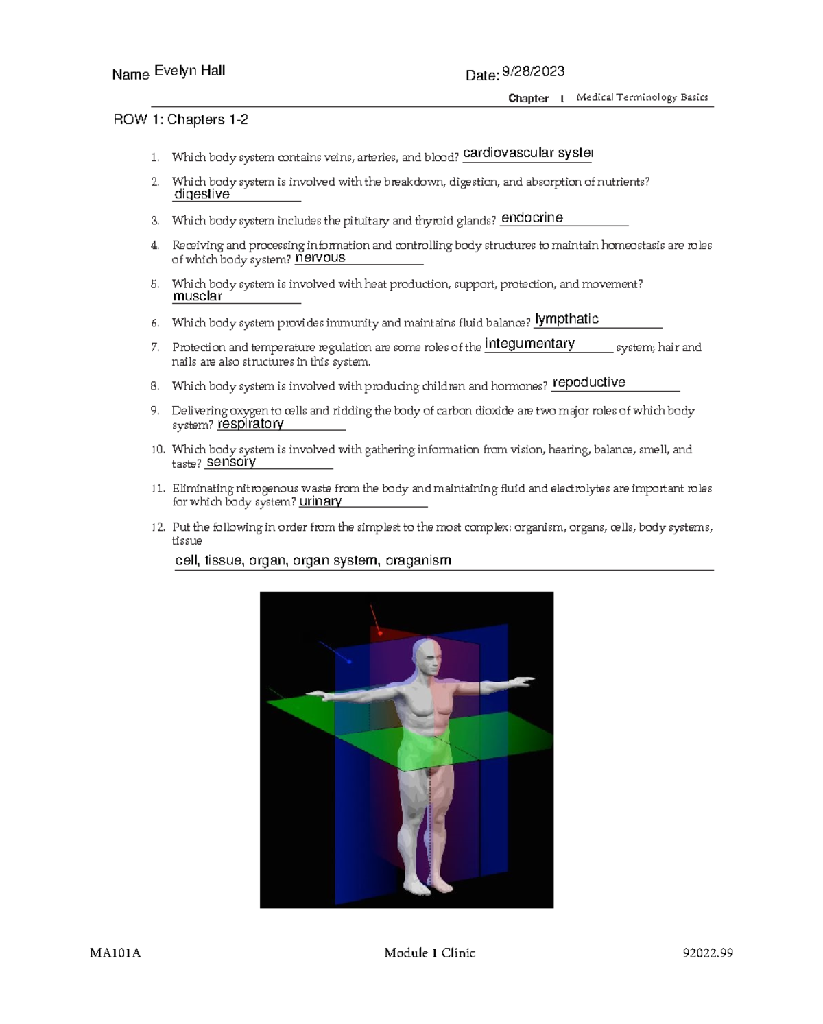 MA101 A ROW 1 Chapter 1-2 Medical Terminology Study Guide - Studocu
