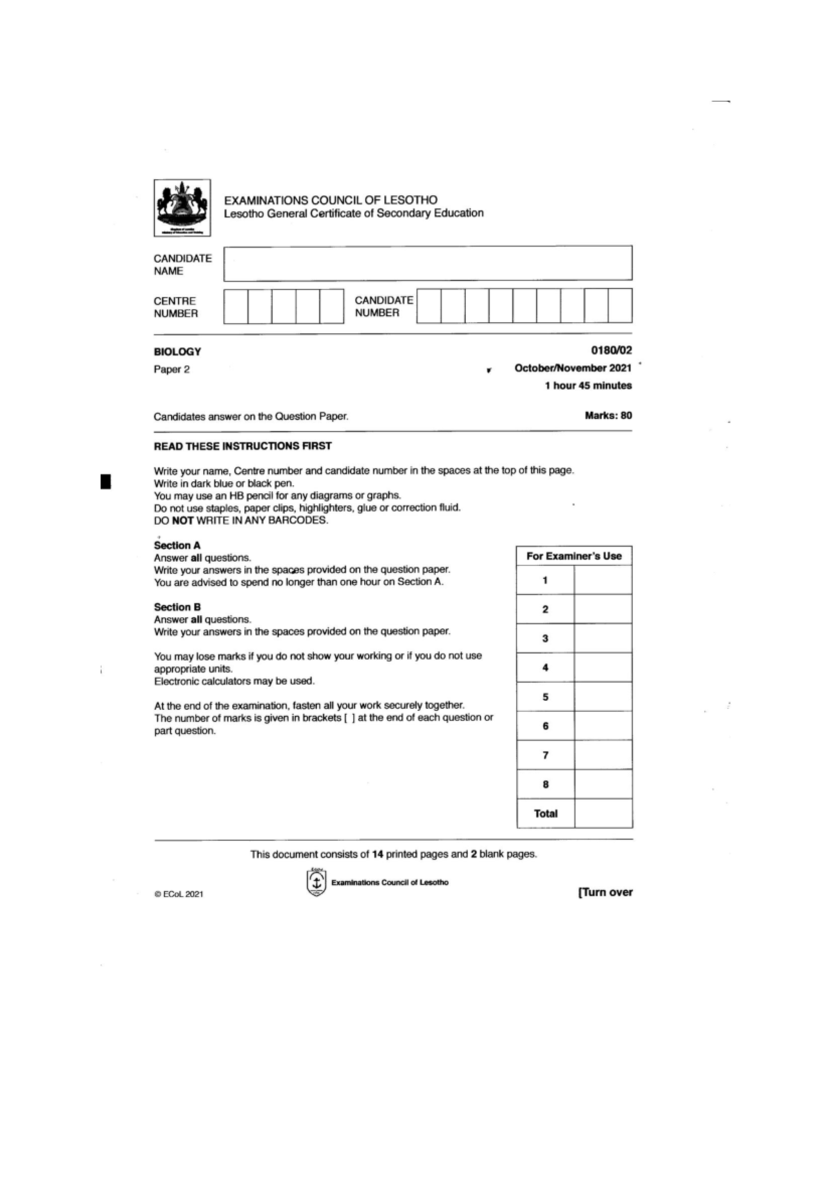 Biology Paper 2 Exam Notes ECoL Oct-Nov 2021 - Studocu