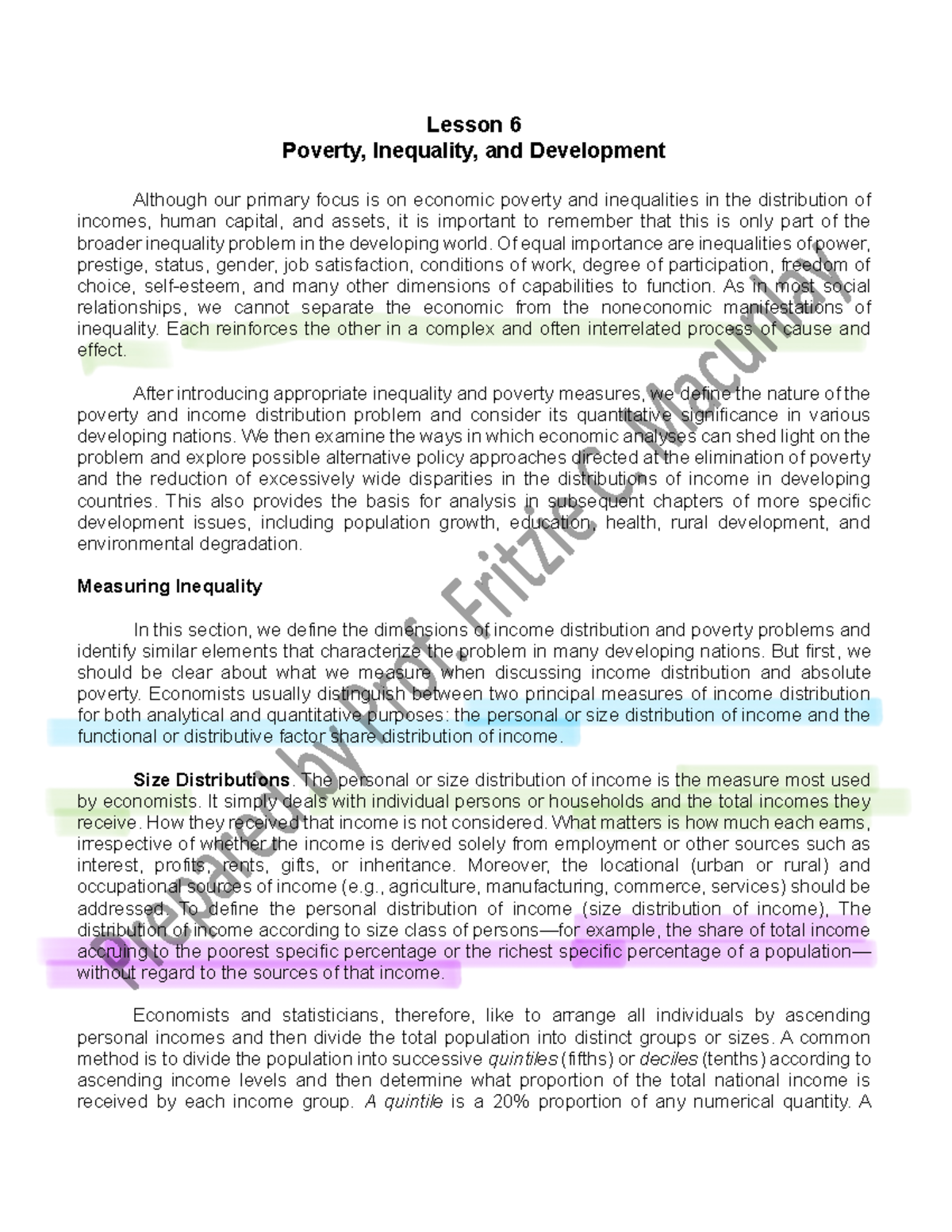 Lesson 6: Examining Poverty, Inequality, and Development Dynamics - Studocu