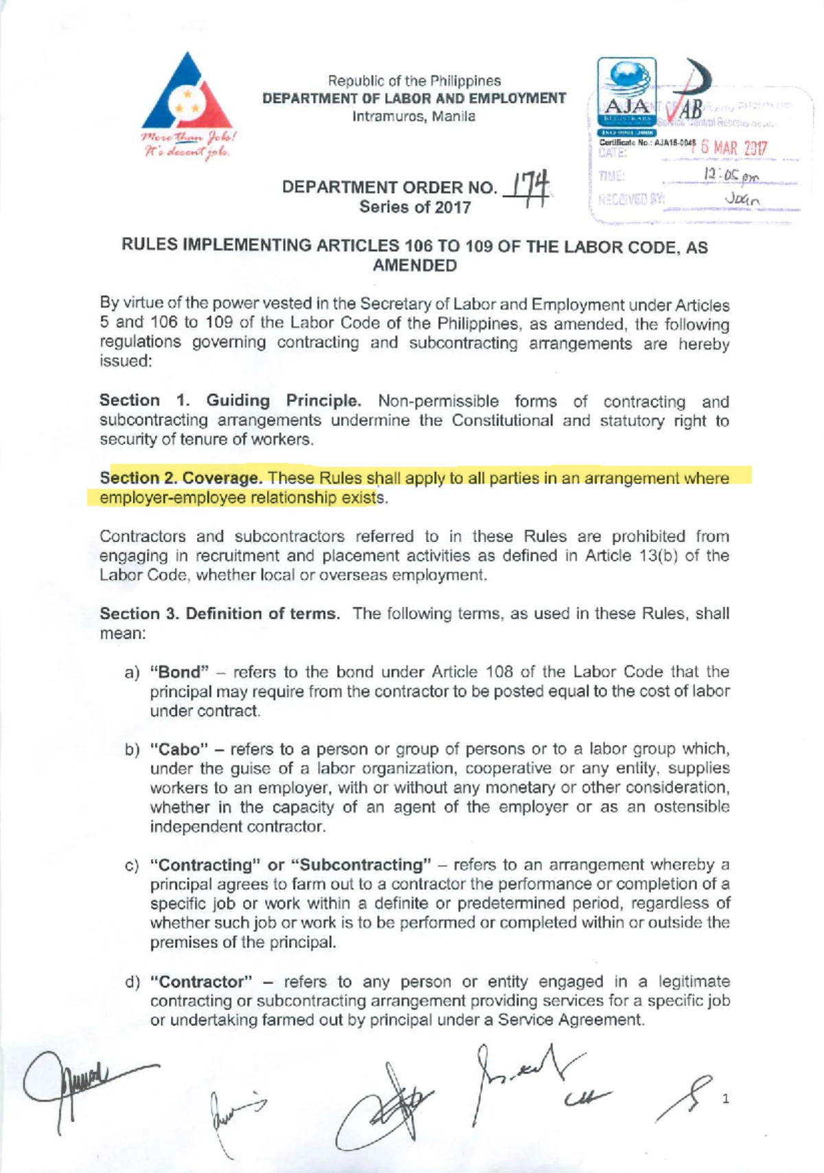 LAW - IRR DO No. 198-18: Implementing Rules on Occupational Safety and ...