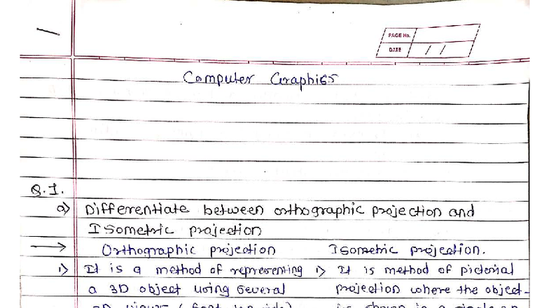 Computer Graphics: Understanding Orthographic Projection Methods - Studocu