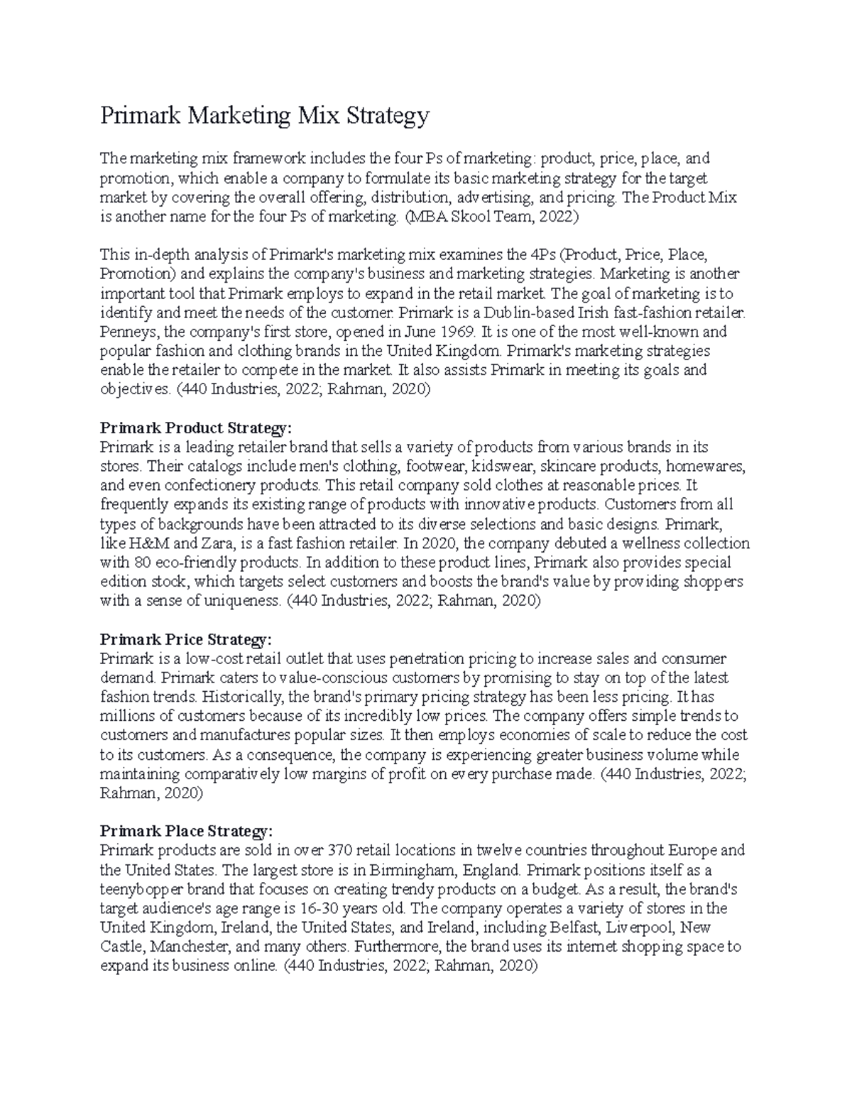 Primark Marketing Mix Strategy - 4P's - Primark Marketing Mix Strategy ...