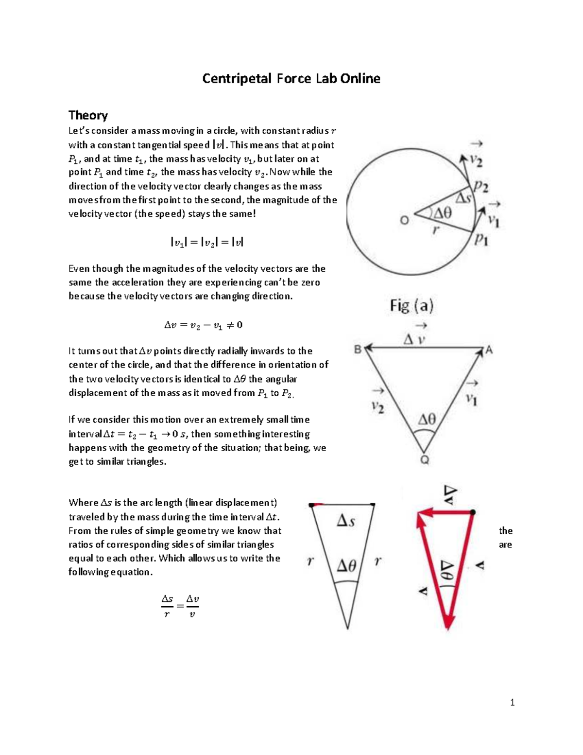 Centripetal Force Lab - Online Theory & Experiment Analysis - Studocu