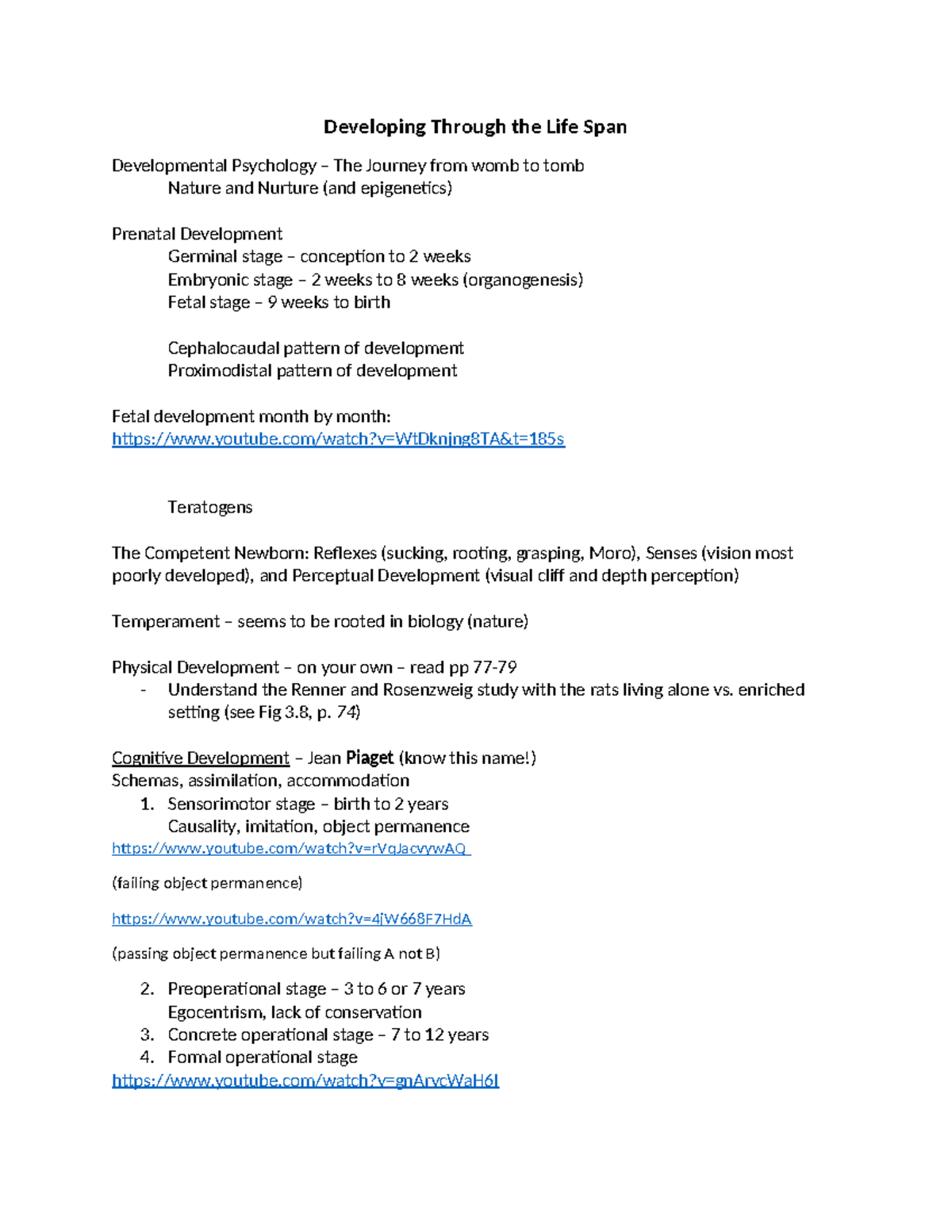 Developmental Psychology PSY 101: Lifespan Growth & Challenges - Studocu