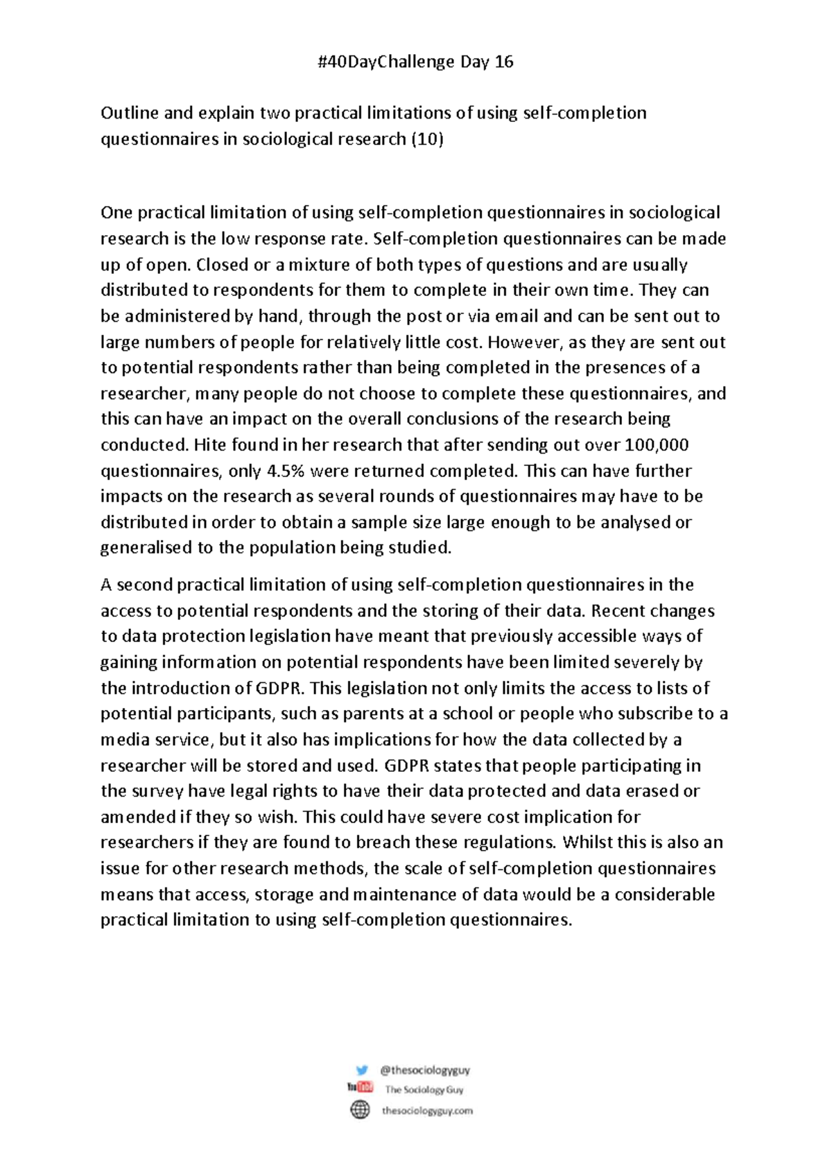 40Day Challenge Day 16: Limitations of Self-Completion Questionnaires ...