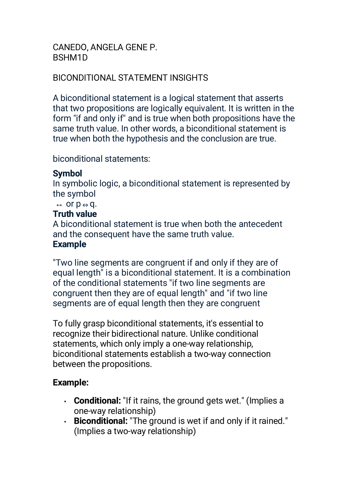 Biconditional - Math - CANEDO, ANGELA GENE P. BSHM1D BICONDITIONAL ...