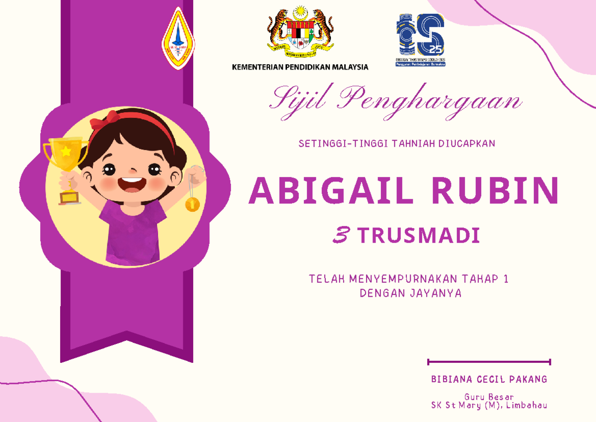 Sample sijil apresiasi tahun 3 - Program Sekolah - ABIGAIL RUBIN Sijil ...