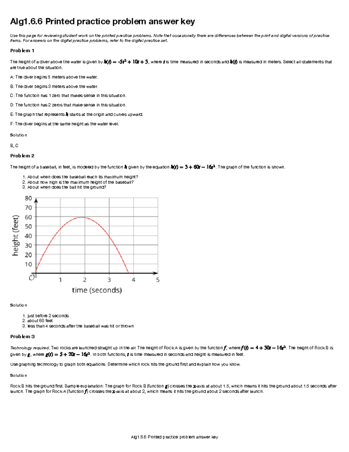 Algebra 1 Practice Problem Answer Key (Alg1.6.6) - Review Guide - Studocu