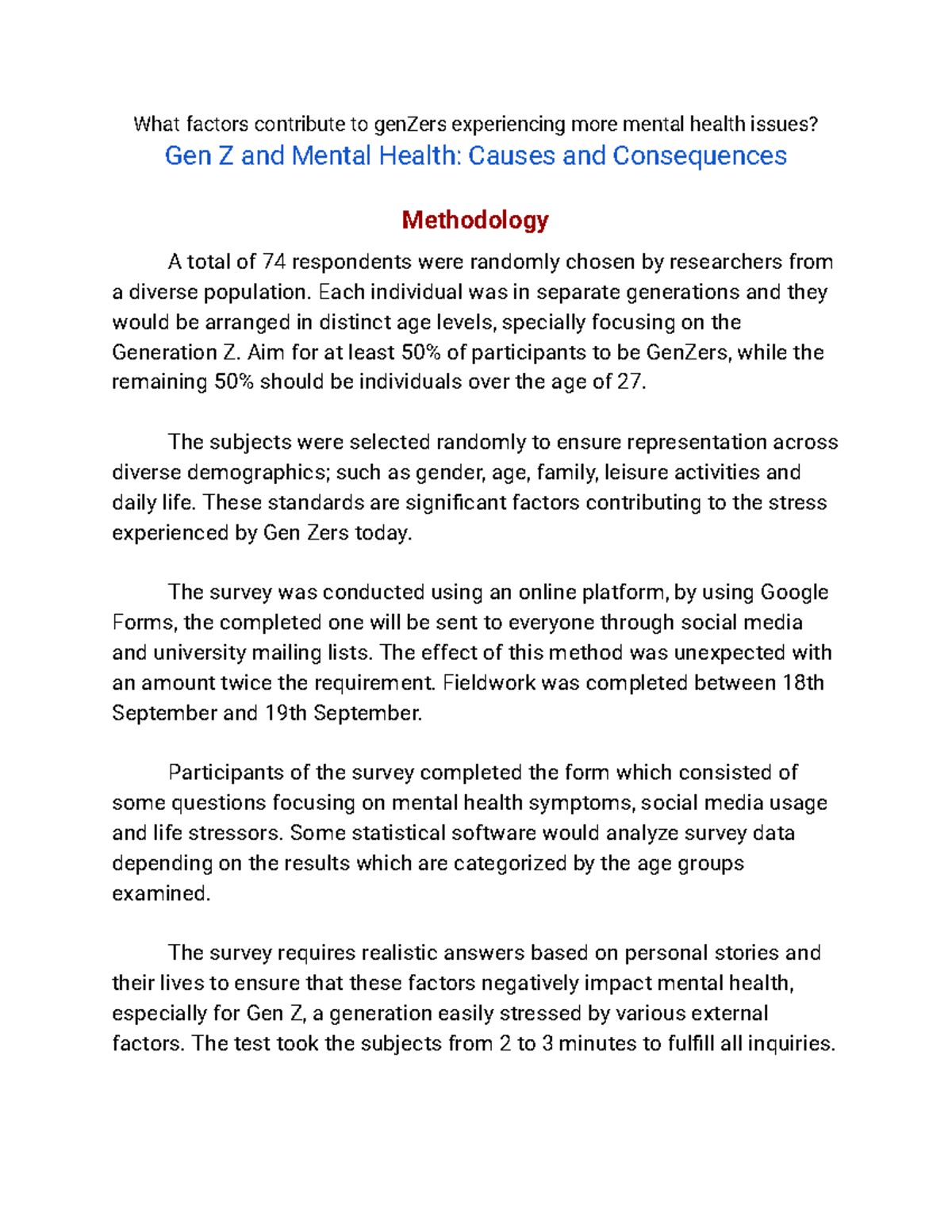 Gen Z Mental Health Issues: Factors & Findings from Vietnam Study - Studocu