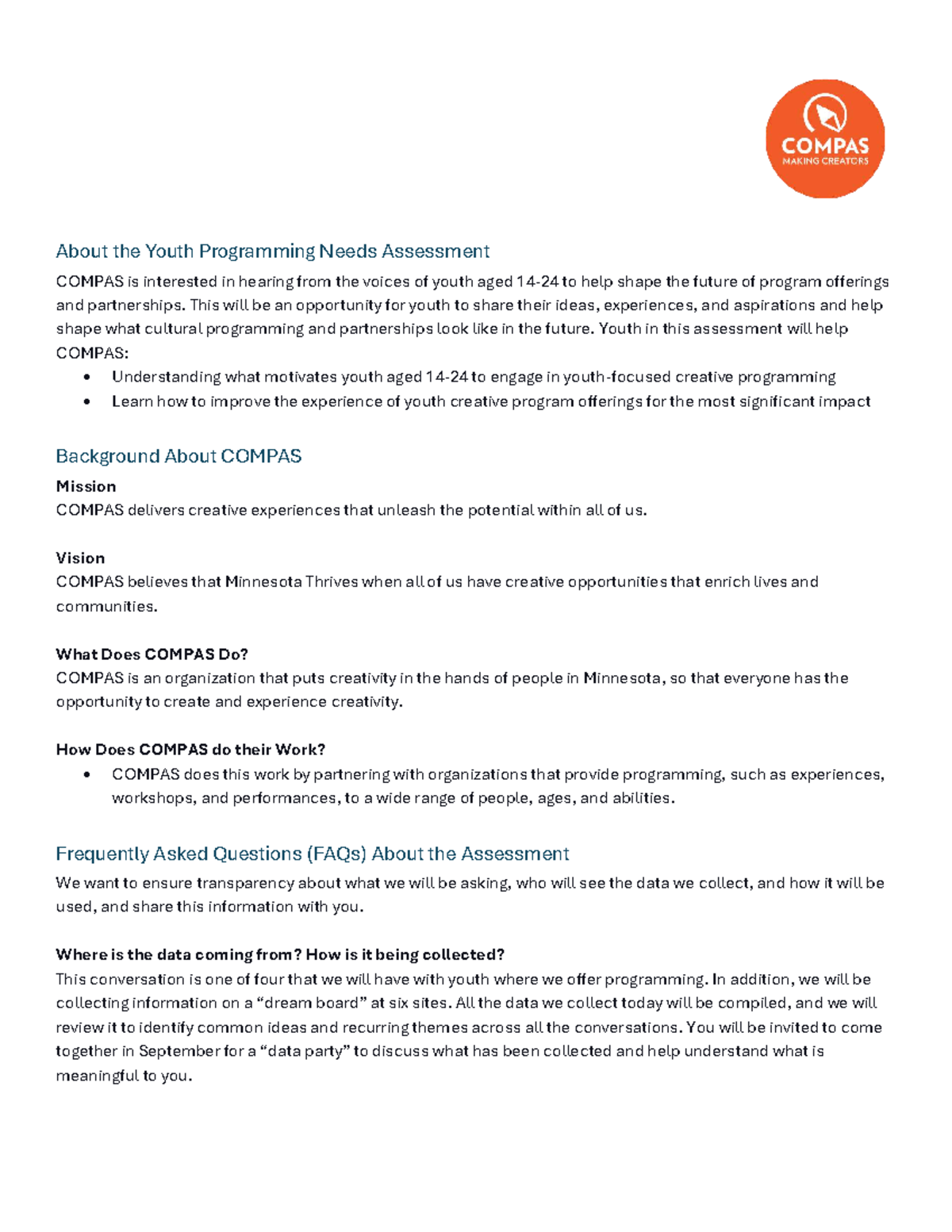 Youth Programming Needs Assessment: Insights for COMPAS - Studocu