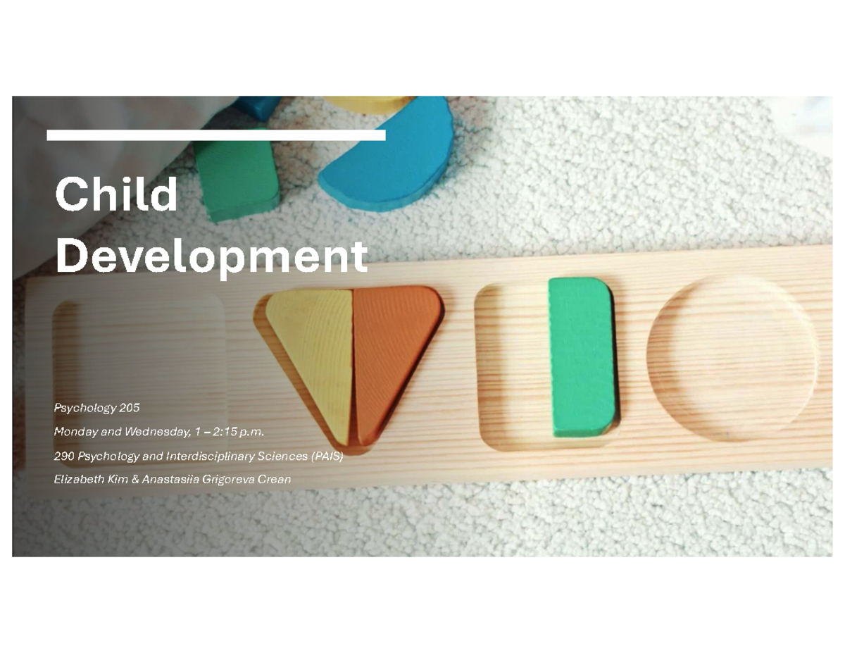 Psychology 205: Child Development Course Overview & Syllabus - Studocu