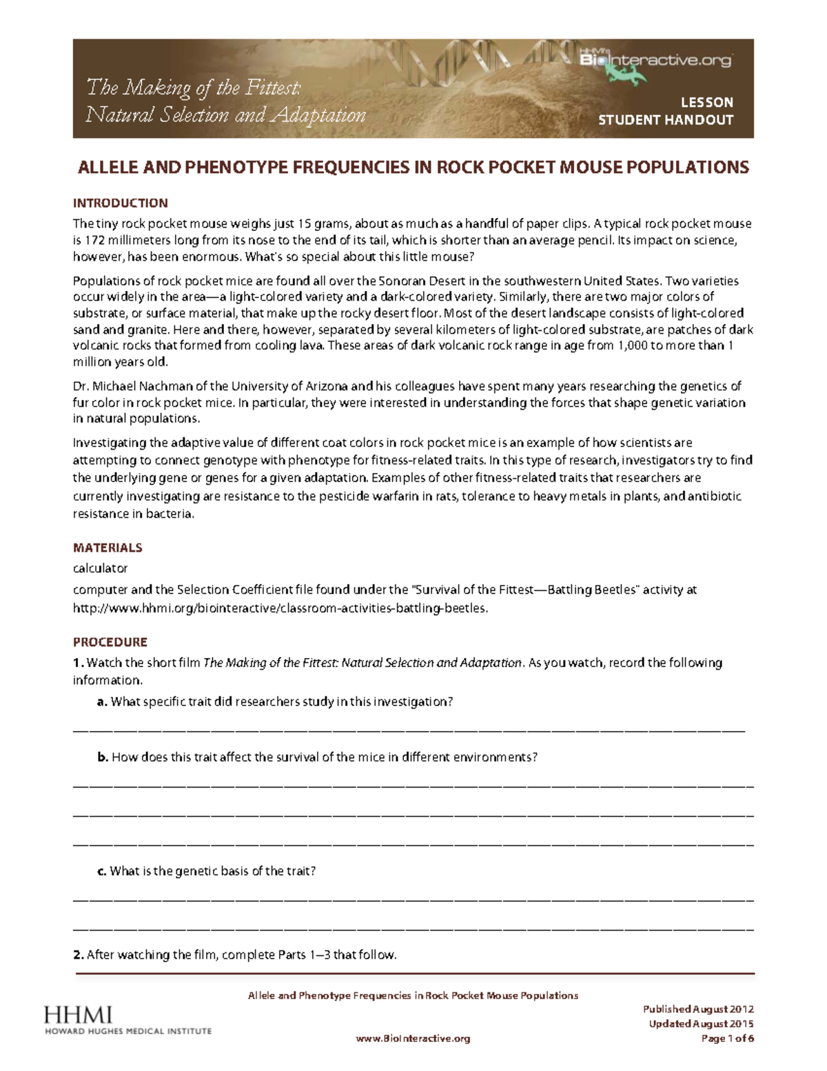 The Making of the Fittest: Natural Selection & Adaptation (BIO 101 ...