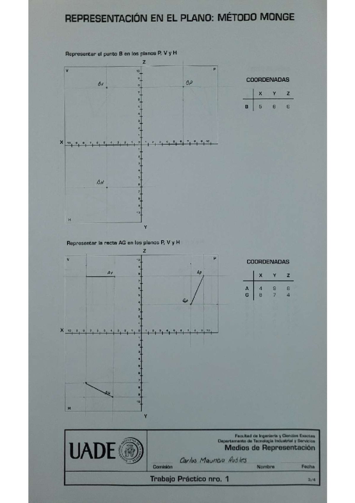 TP1 - Representación en el Plano: Método Monge y Ejercicios Prácticos - Studocu