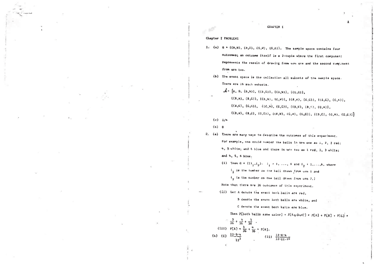 Stats Solutions Manual for Course 1: Chapter I to VII Problems - Studocu
