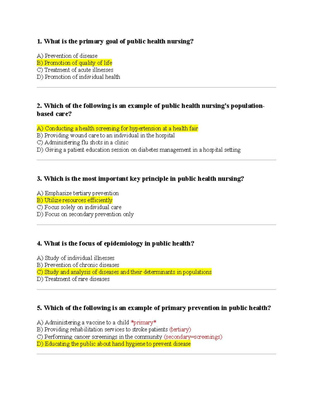 Public Health Nursing Quiz (Week 2) - Practice Questions & Answers ...